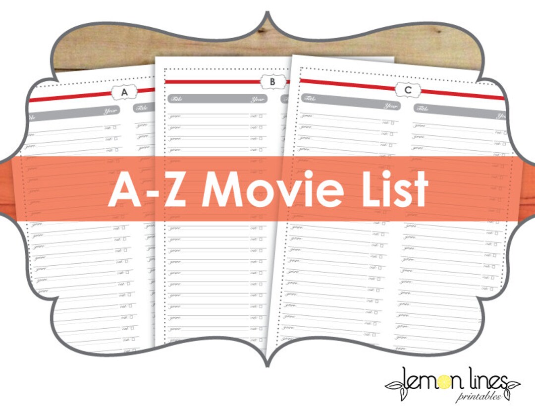 Movie List Printable Pack - 26 Pages - INSTANT DOWNLOAD - Etsy
