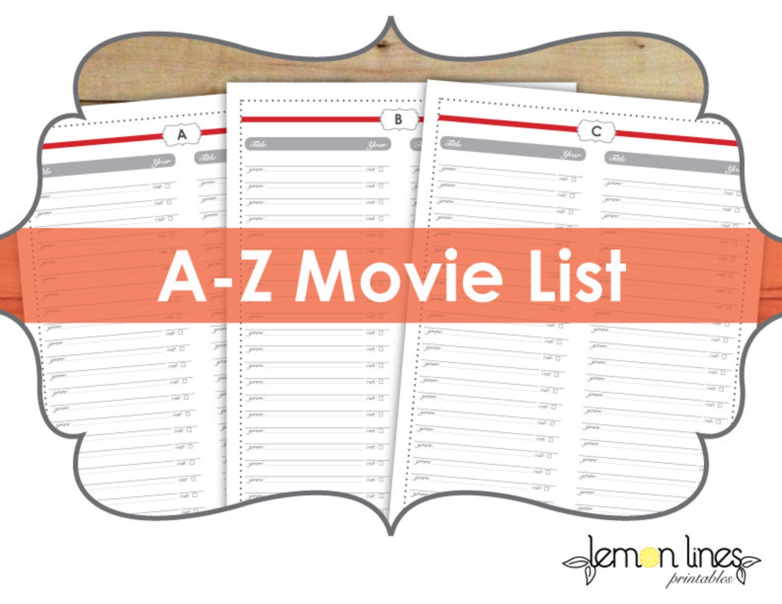 Movie List Printable Pack 26 Pages INSTANT DOWNLOAD - Etsy