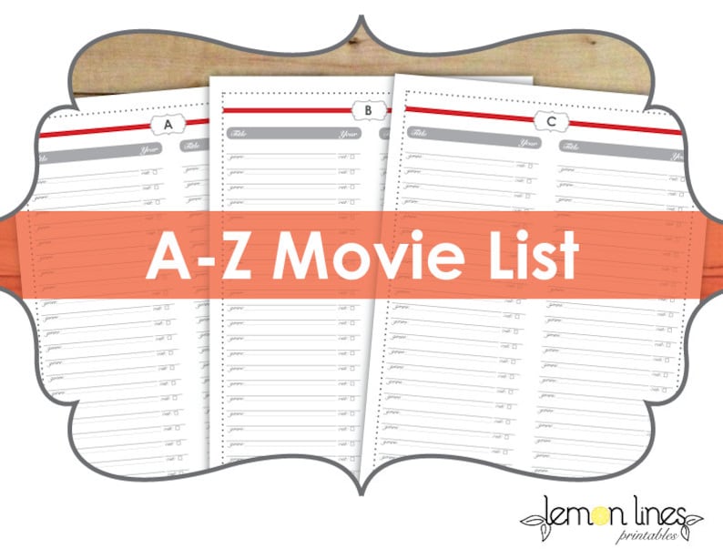 Movie List Printable Pack - 26 Pages - INSTANT DOWNLOAD - Etsy