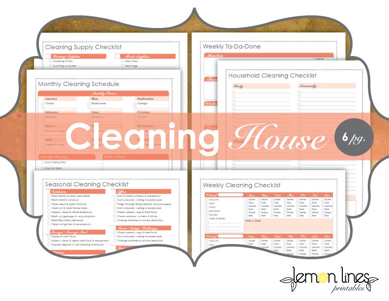 Cleaning House Printable Pack - INSTANT DOWNLOAD - Etsy