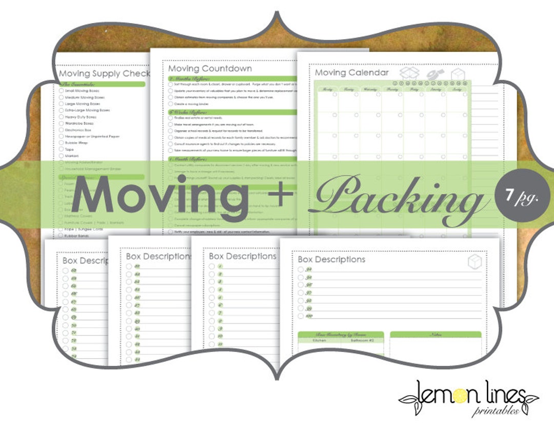 Moving & Packing Printables Pack - INSTANT DOWNLOAD - Etsy