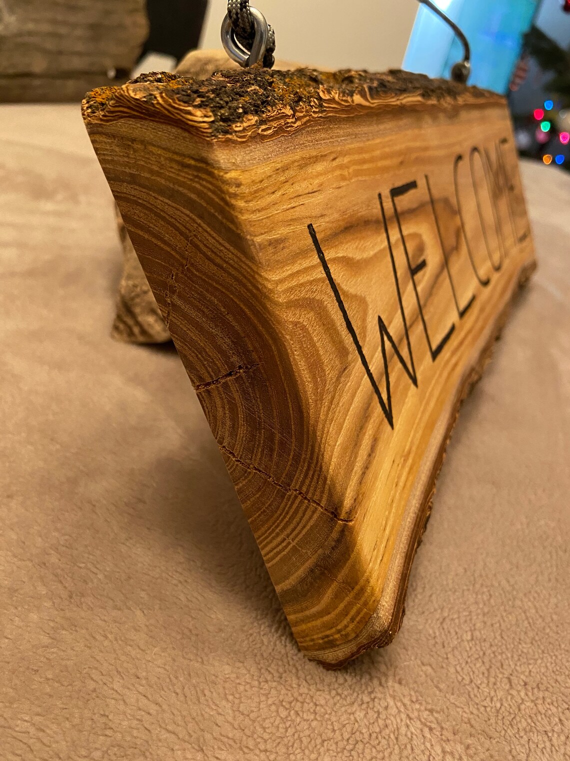 Rustic Walnut Wood Burned Welcome Sign - Etsy