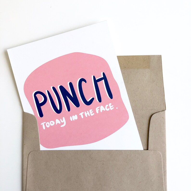 Punch Today in the Face Card. Inspirational Card. Card for - Etsy