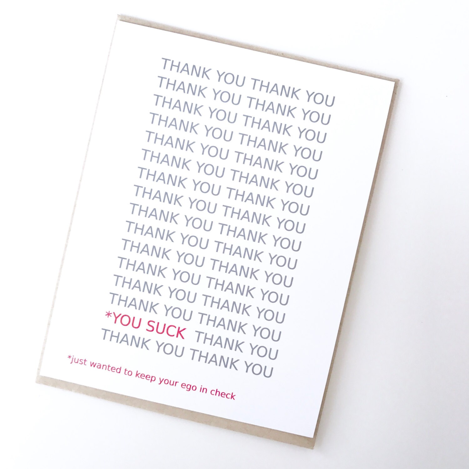 Funny thank you card. You suck. Thanks greeting card. | Etsy