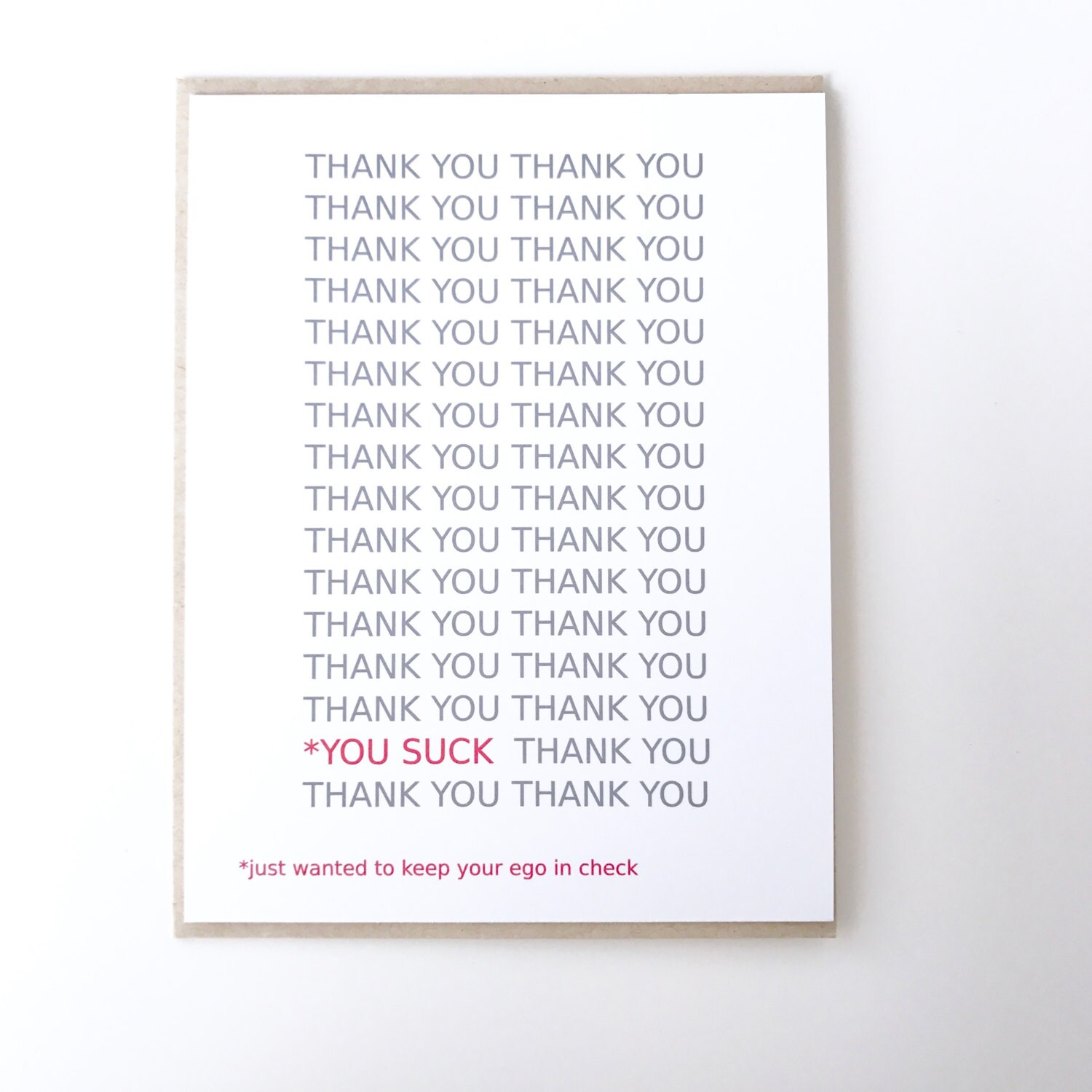 Funny thank you card. You suck. Thanks greeting card. | Etsy