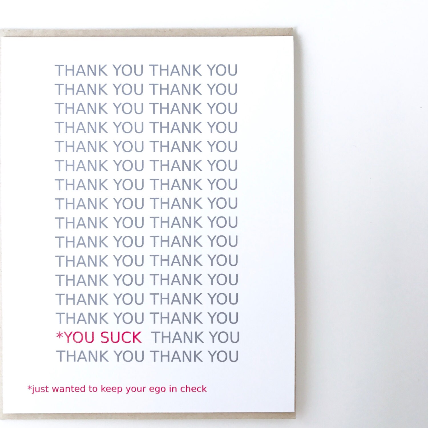 Funny thank you card. You suck. Thanks greeting card. | Etsy