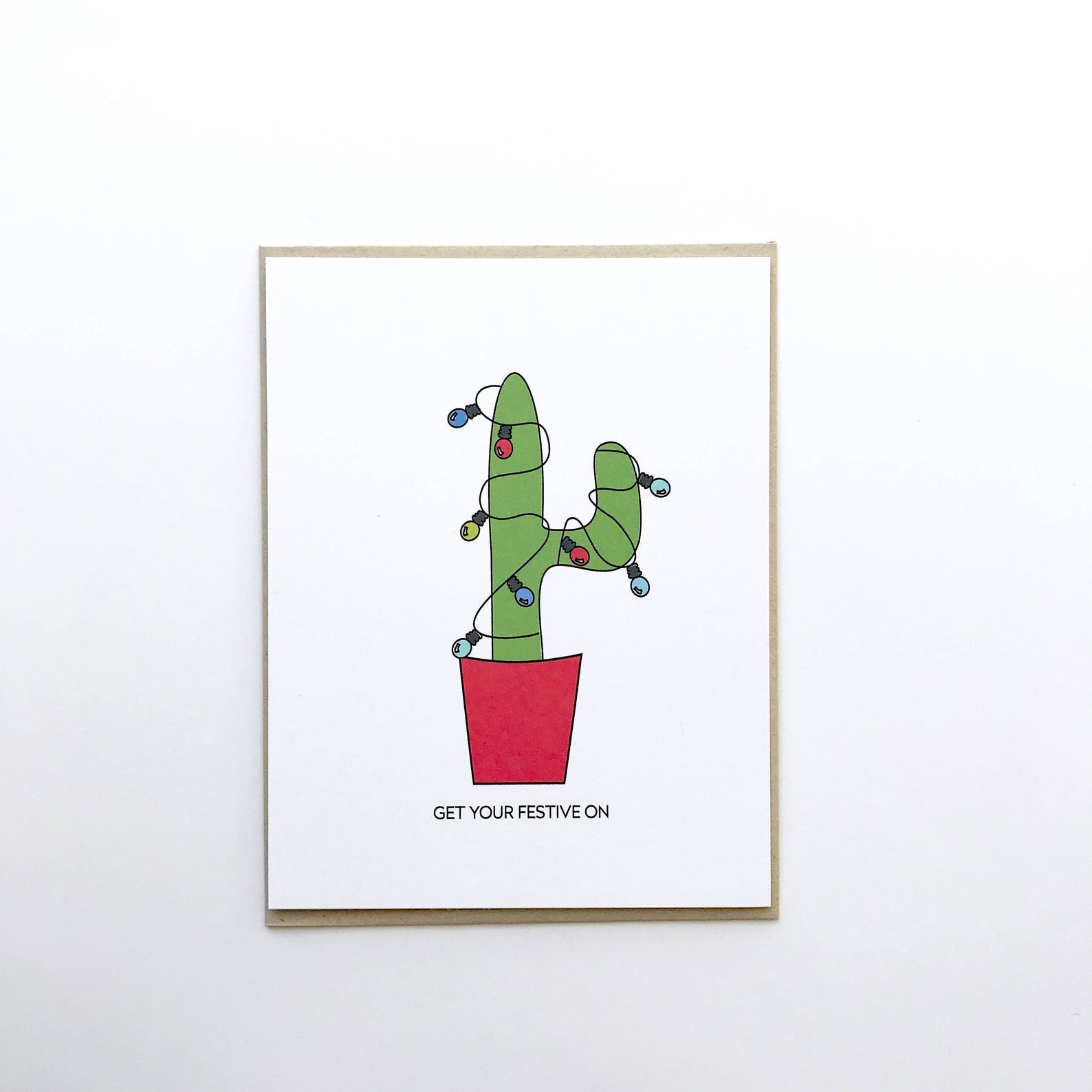 Cactus Holiday Card. Get Your Festive On. Funny Christmas Card. Plant ...