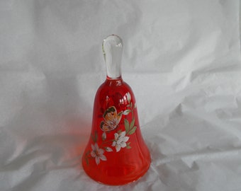 Red glass bell | Etsy