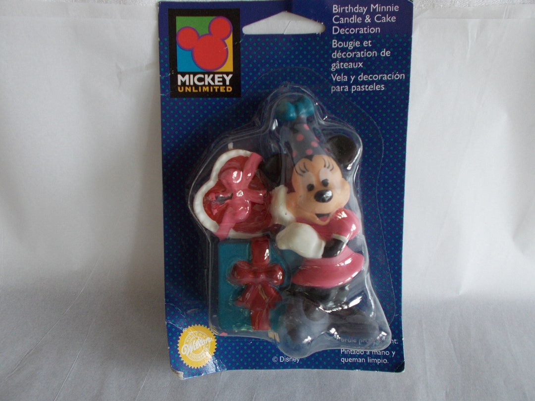 Vintage 1998 Birthday Minnie Mouse Candle and Cake Decoration New in ...