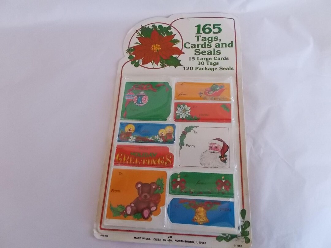 Vintage New in Package 1982 165 Tags Cards and Seals 15 Large Cards 30 ...
