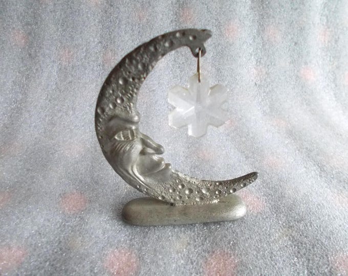 Vintage Small 1996 Spoontiques Pewter Moon Dangling Star Statue 3 ...