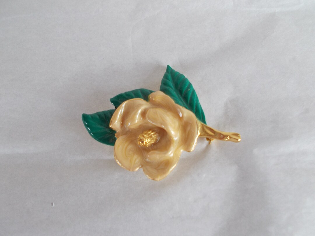 Vintage Metal Enamel Flower Brooch Made in USA - Etsy