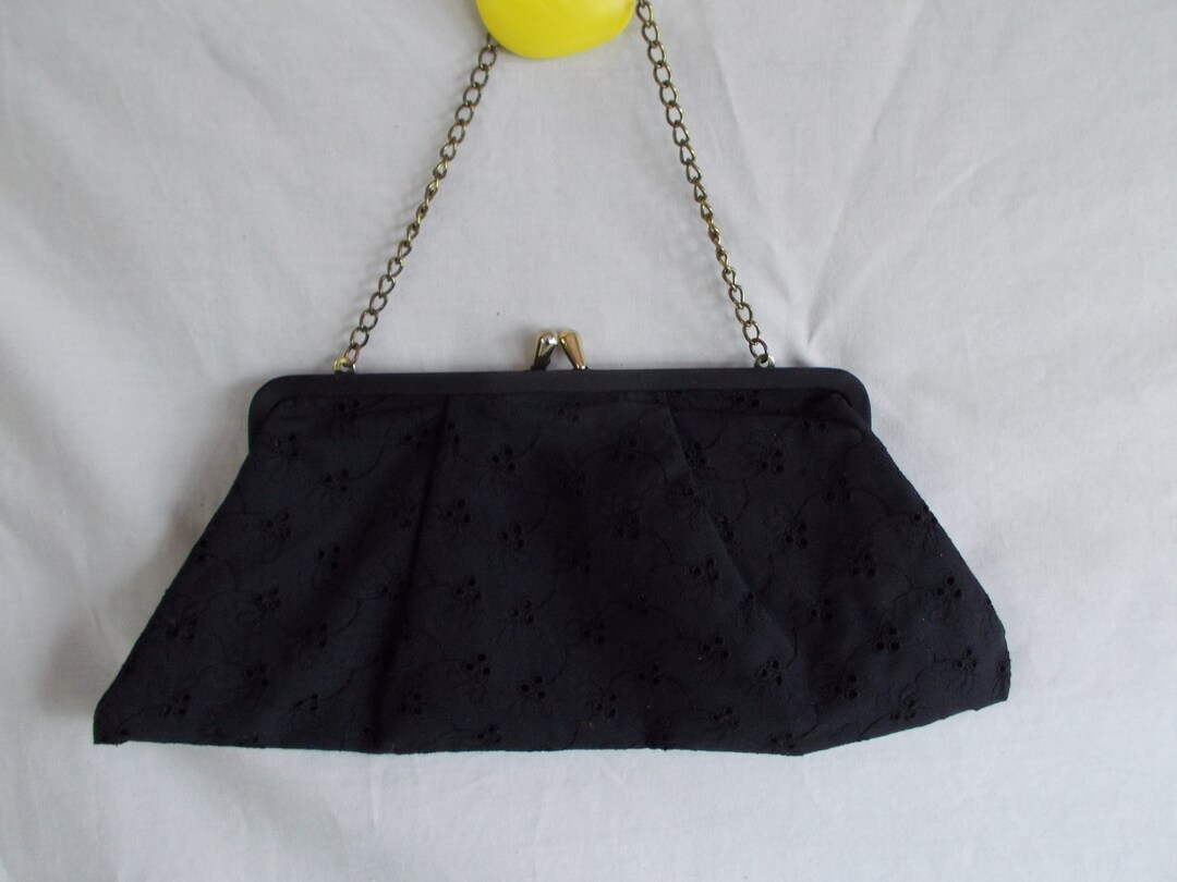 Vintage Black Eyelet Purse - Etsy