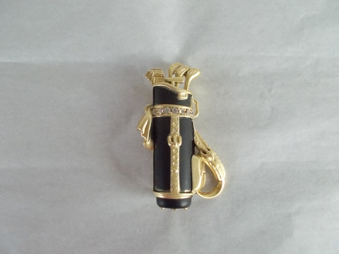 Vintage AJC Black and Gold Tone Golf Bag With Golf Clubs Brooch - Etsy