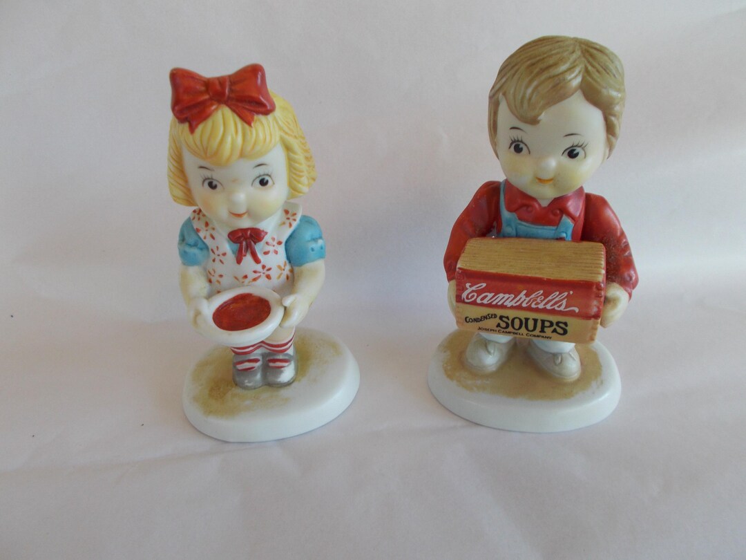 Vintage 2 Small 4 Inches Ceramic Campbell Soup Kids Statue - Etsy
