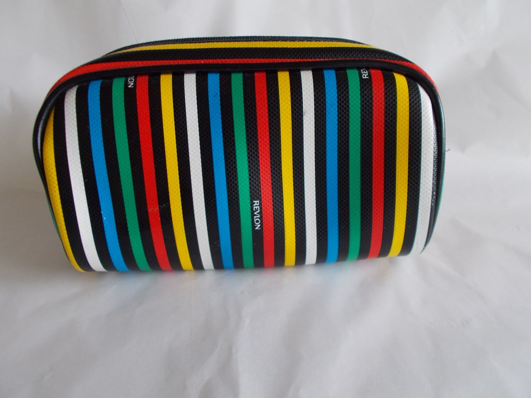 Vintage Used 1993 Revlon Striped Cosmetic Bag - Etsy