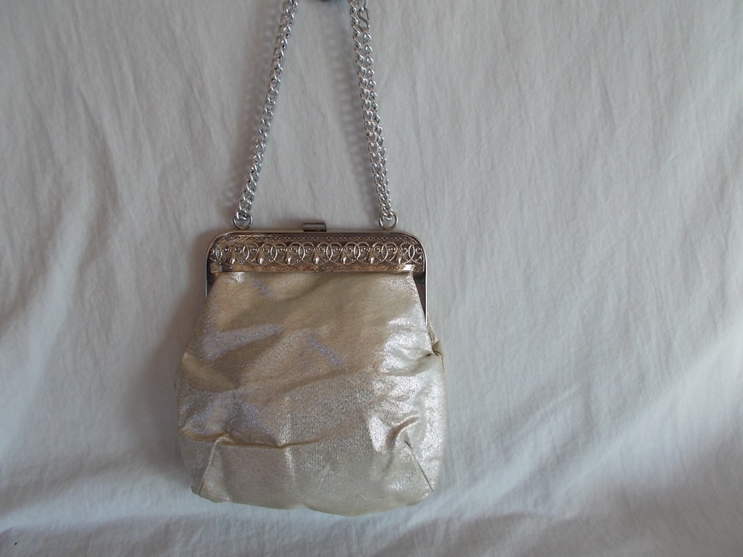 Vintage Metal Chain Handle Silver Tone Handbag - Etsy