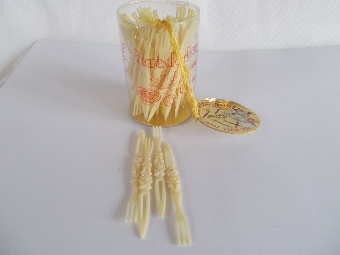 Vintage 50 Plastic Ivory Color Party Cocktail Picks / Forks / Hors D ...
