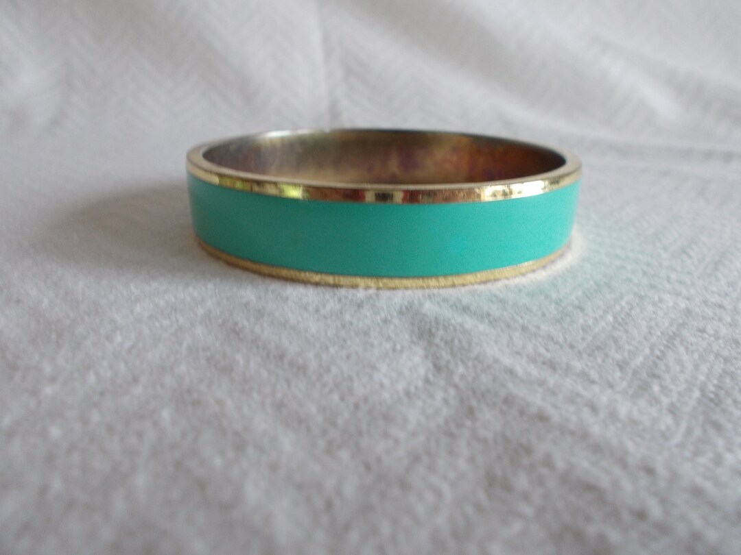 Vintage Turquoise Color Metal Enamel Bangle Bracelet - Etsy