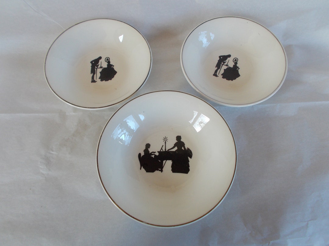 Vintage Bakerite Oven Tested 3 Silhouette Small Bowls - Etsy