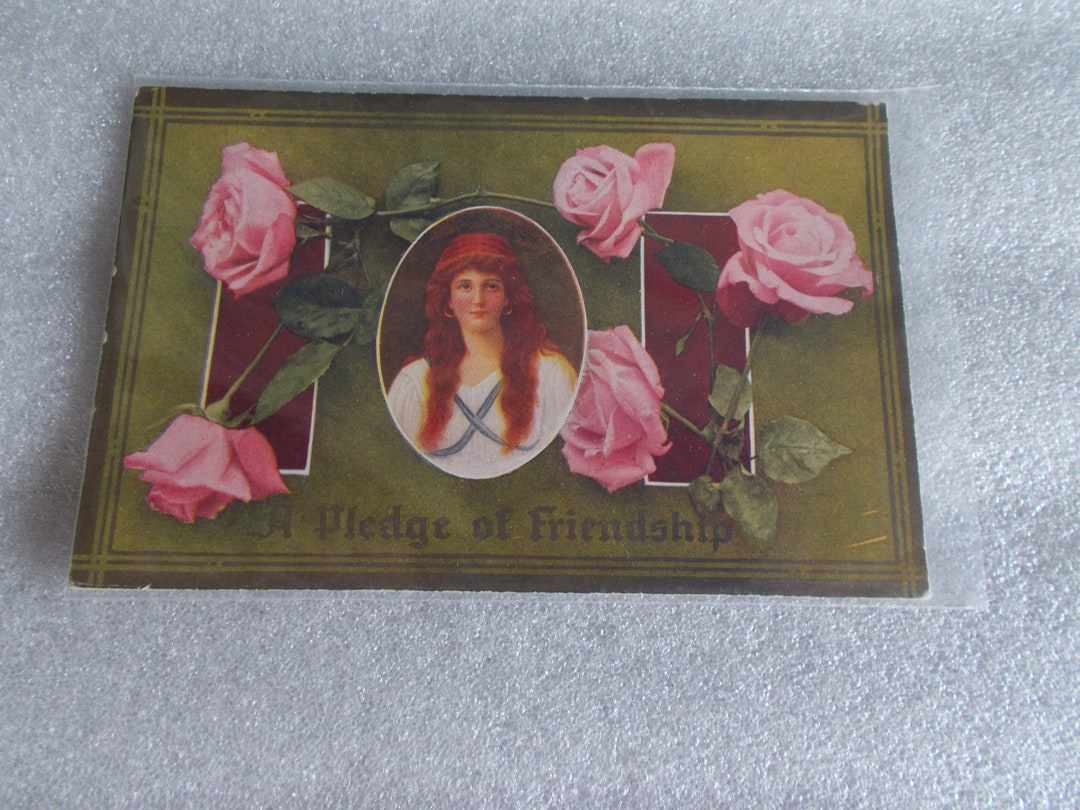 Antique A Pledge of Friendship Postcard - Etsy