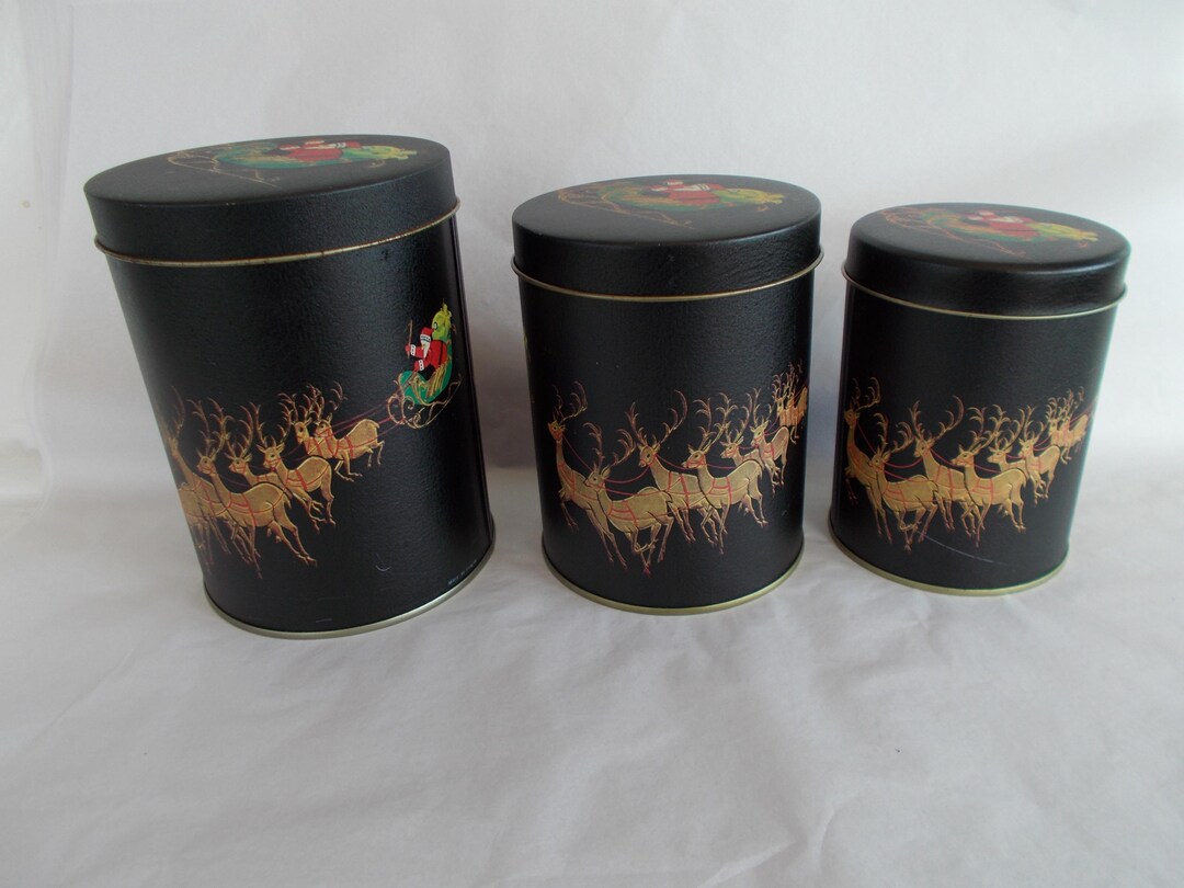 Vintage 3 Nesting Metal Tin Cans for Christmas Decoration - Etsy