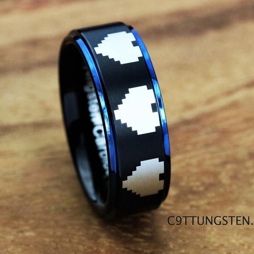 LEGEND of ZELDA 8 Bit Hearts 6mm or 8mm Wedding Ring With - Etsy