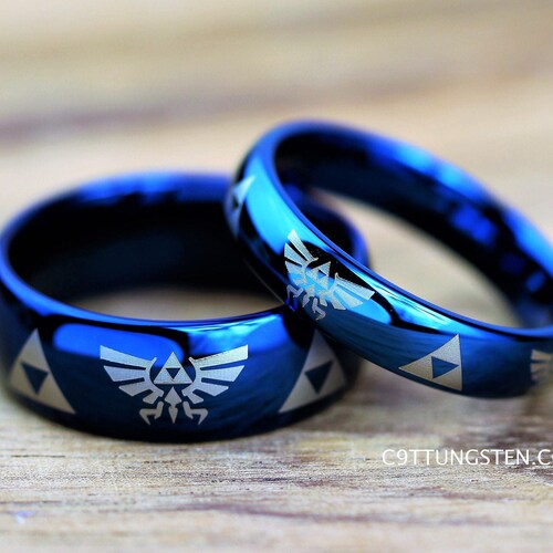 6MM OR 8MM Legend of Zelda Blue Jeweled Inlay Tungsten - Etsy