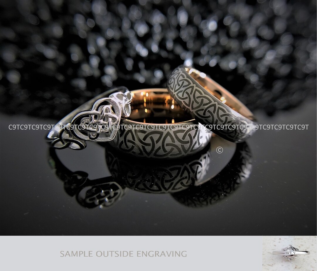 8MM or 6MM Tungsten Ring Tungsten Band BF His Celtic Ring - Etsy