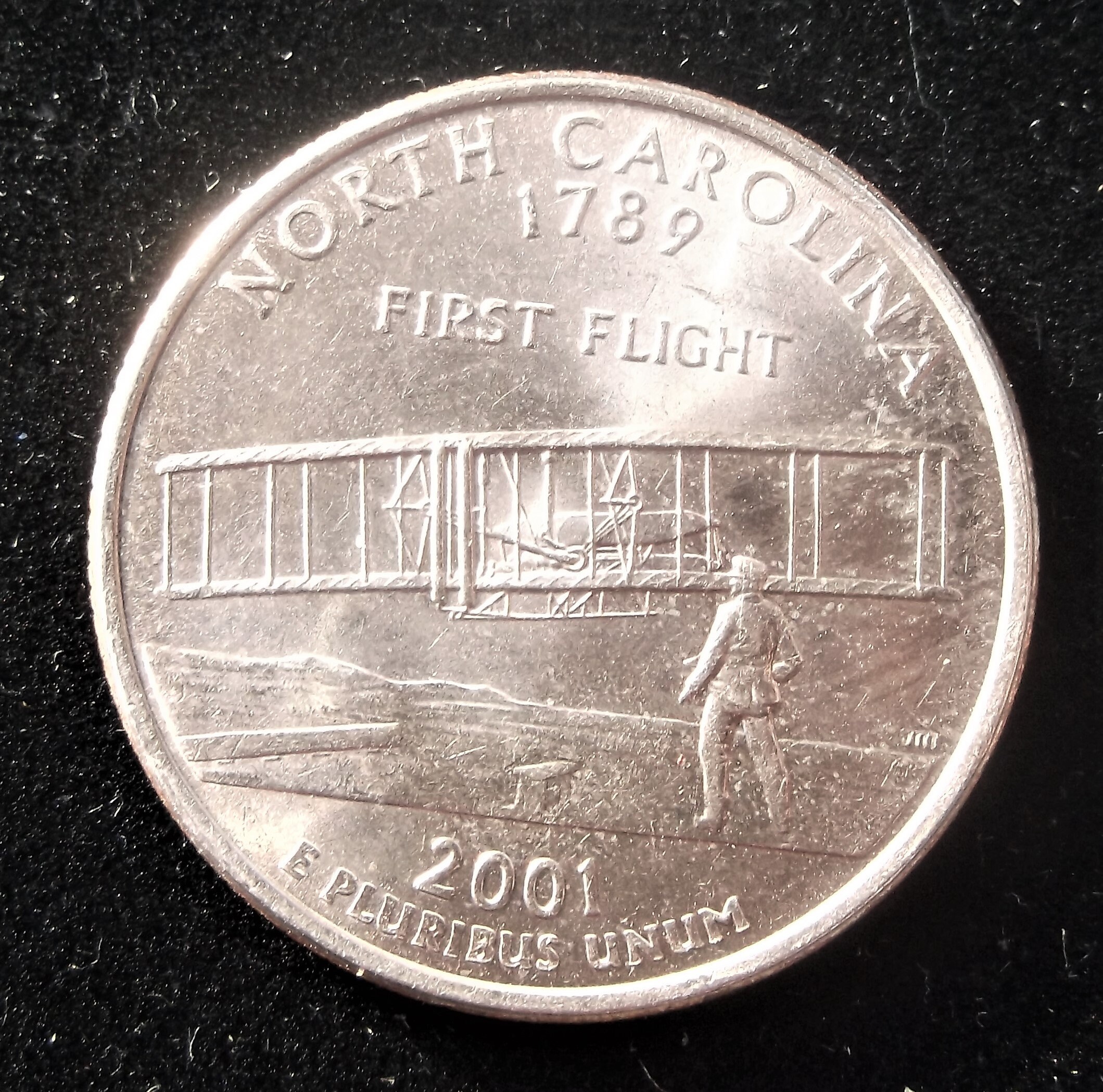 2001p North Carolina State Quarter Series, MS-65, First Flight, 1789 ...