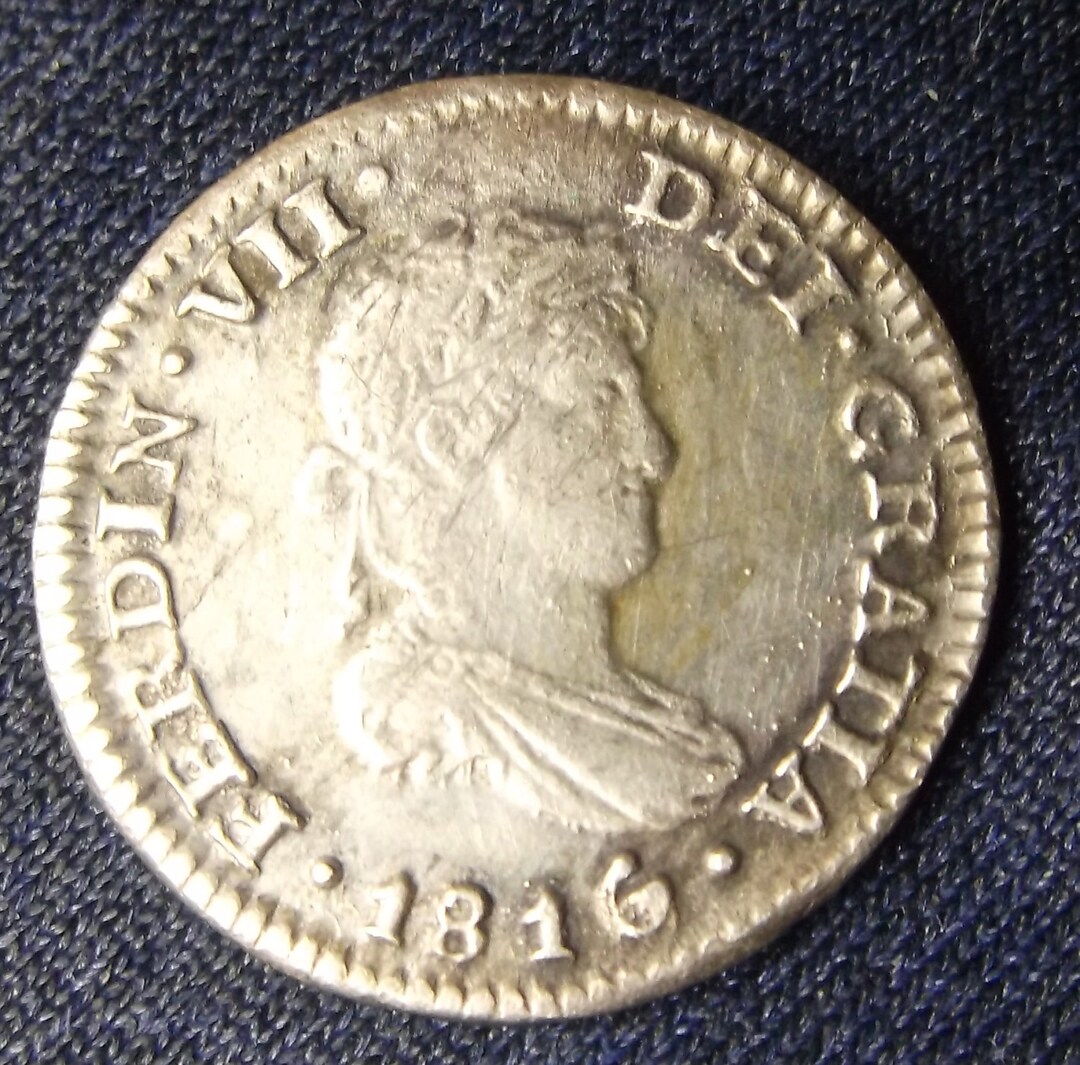 1816 1/2 Real, Ferdinand VII, Mexico, Mo., AU-58, KM 74 - Etsy