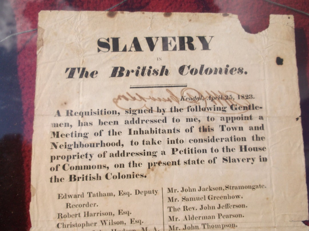 Reduced...slavery in the British Colonies, 1823. Broadside Issued by ...