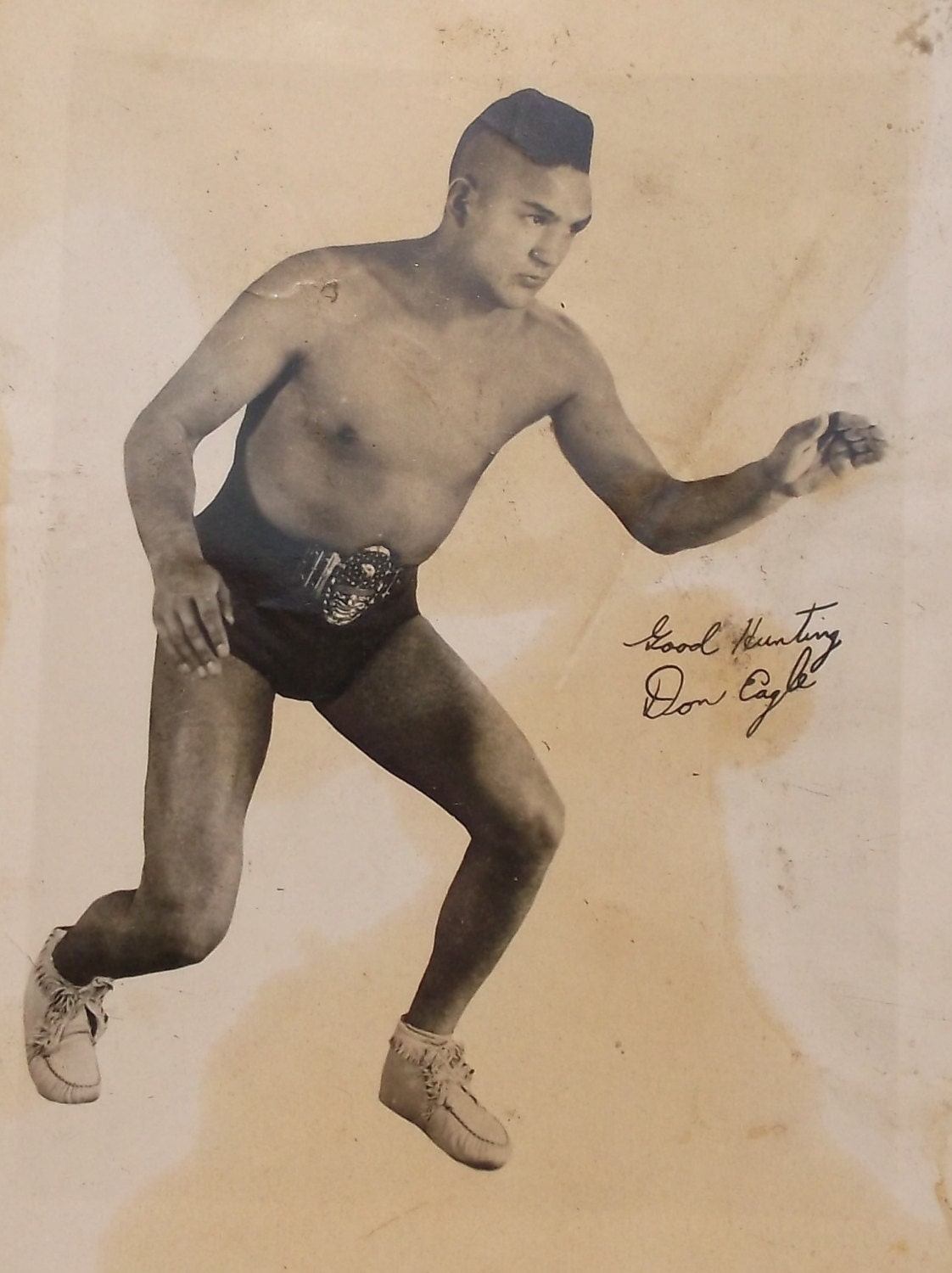 Chief Don Eagle, "marvelous Mohawk," Wrestler, Photo Signed on Reverse ...
