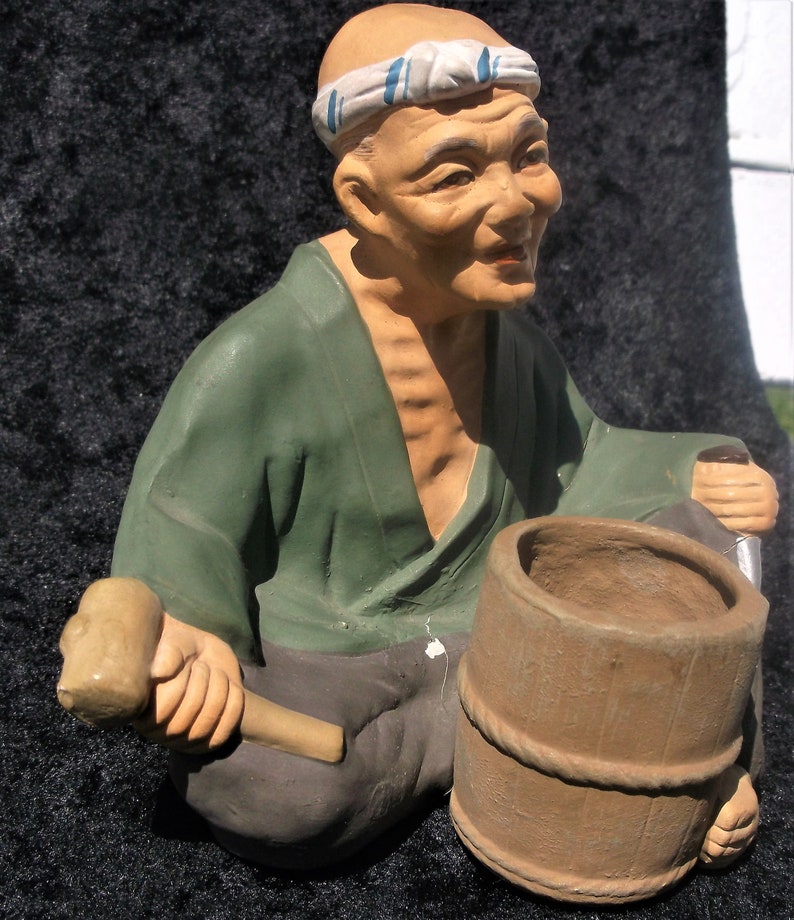 Japanese Hakata Urasaki Seated Clay Figure, Clay Doll - Etsy