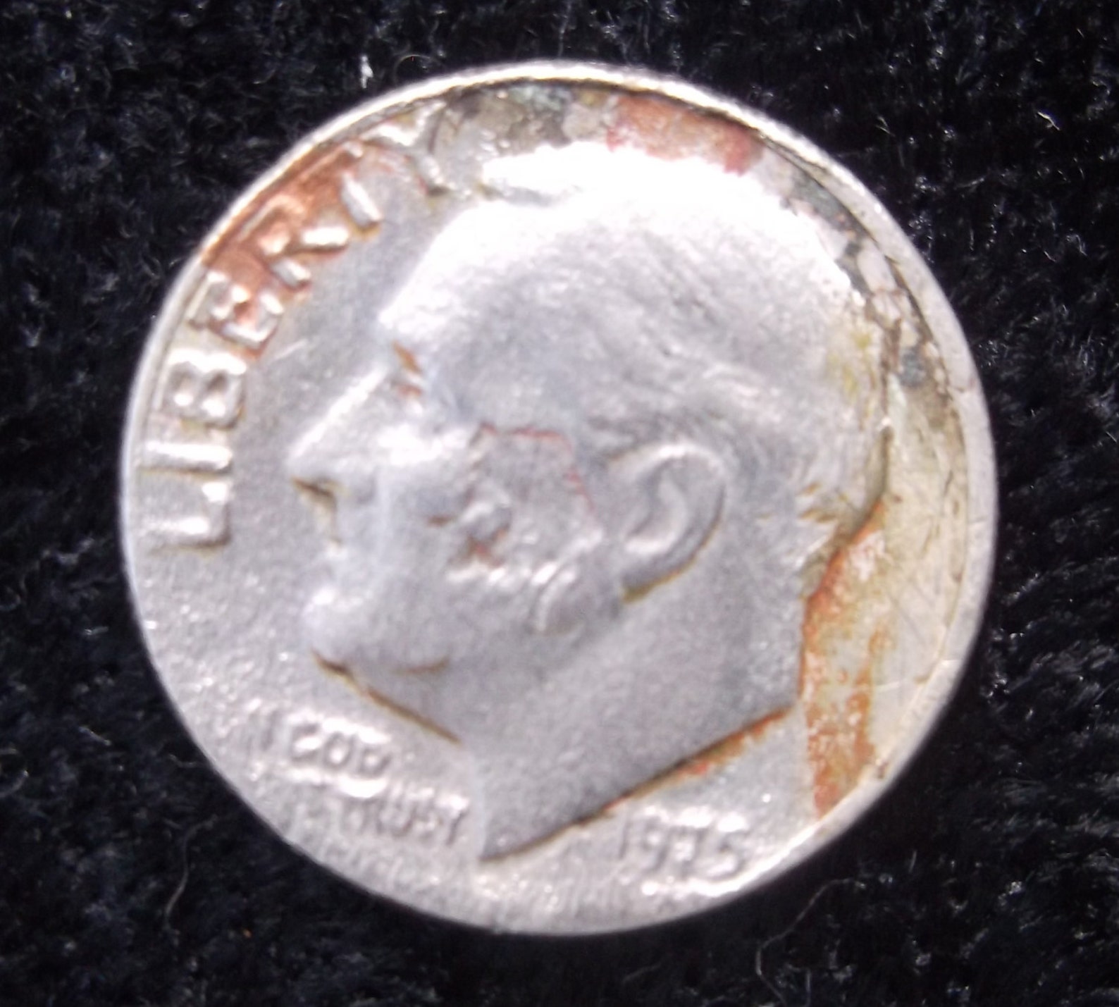 SALE...1975 Roosevelt Dime, Mint Error, Die Break, Defective Planchet ...