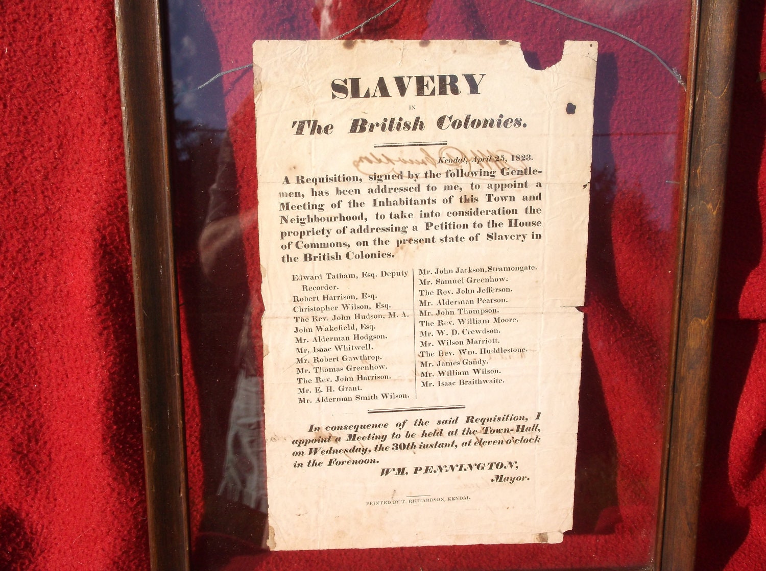 Reduced...slavery in the British Colonies, 1823. Broadside Issued by ...