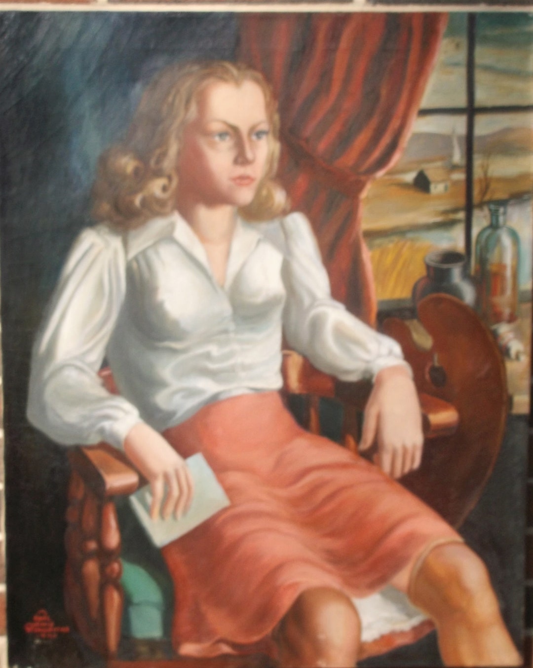 The Letter, Paul Lewis Hendricks, Oil Painting, 1940, Midwest ...