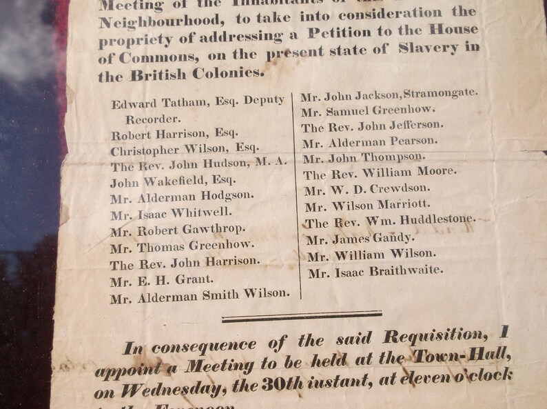 Reduced...slavery in the British Colonies, 1823. Broadside Issued by ...