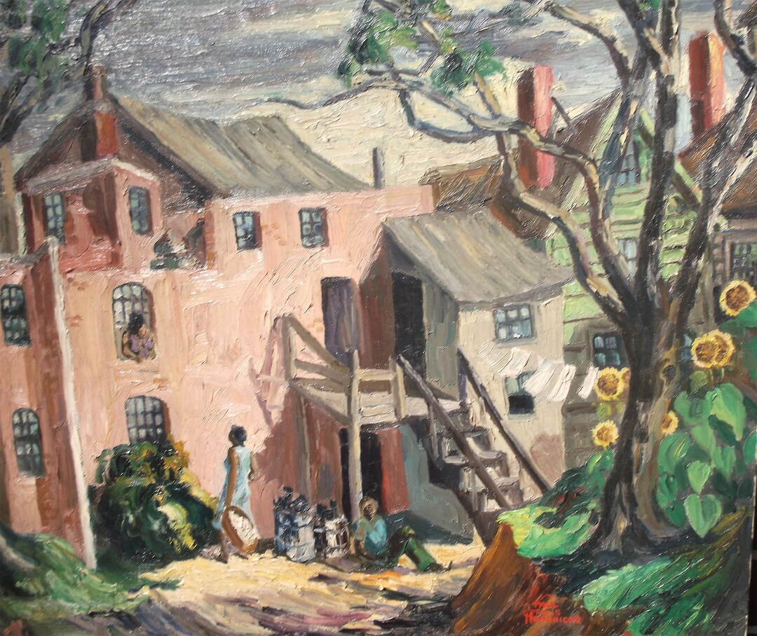 Laundry Day, Paul Lewis Hendricks, Oil Painting on Canvas, Circa 1940 ...
