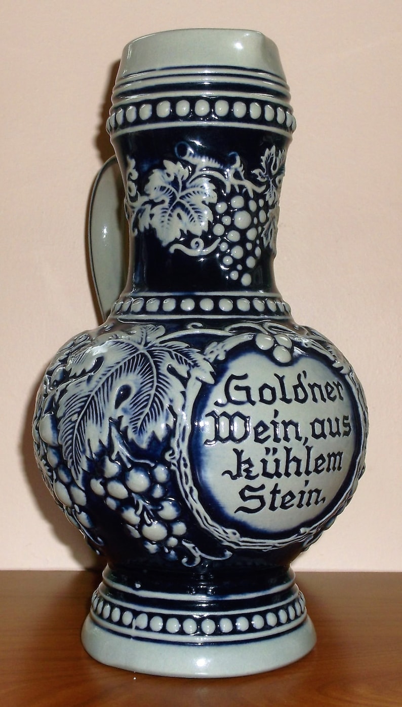 GERZIT German Stoneware Pottery Wine Pitcher, 9 1/2" Tall, 1 Liter ...