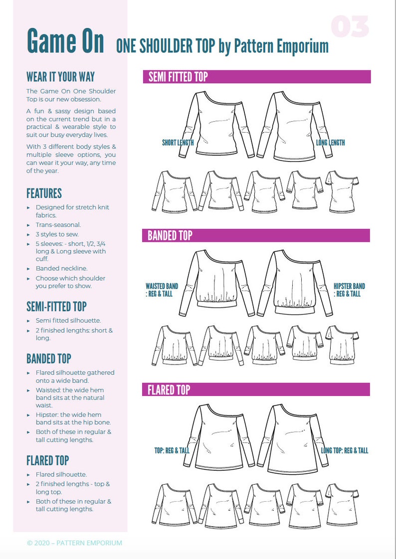 PATTERN Ladies Game-on One Shoulder Top PDF Sewing Pattern - Etsy