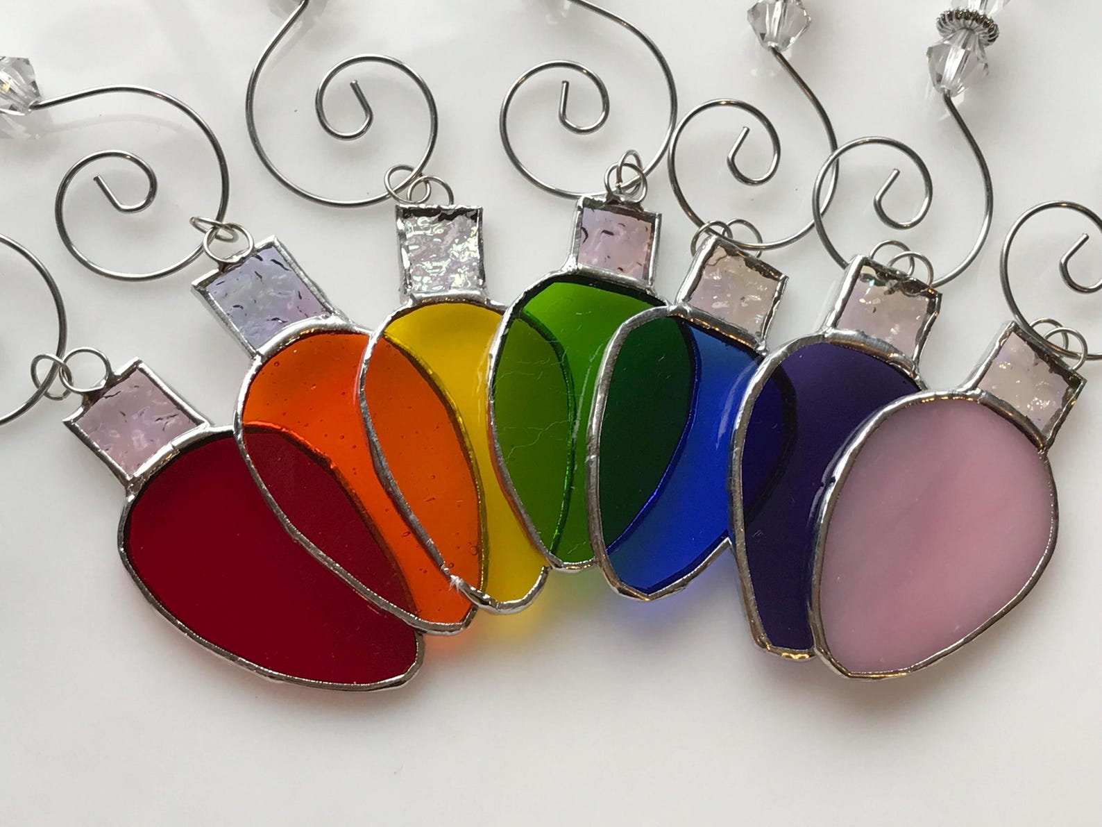 1 Handcrafted Stained Glass Christmas Bulb Ornaments Unique Holiday ...