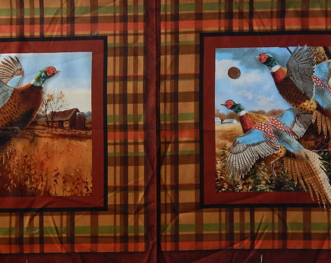 Pheasant Print Fabric - One Panel - Etsy