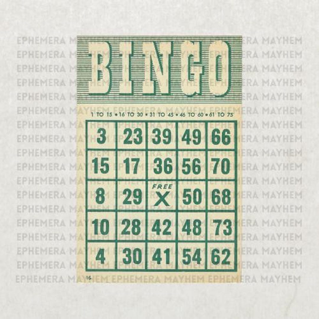 Vintage 1930's Ephemera Green Bingo Game Night Boards - Etsy