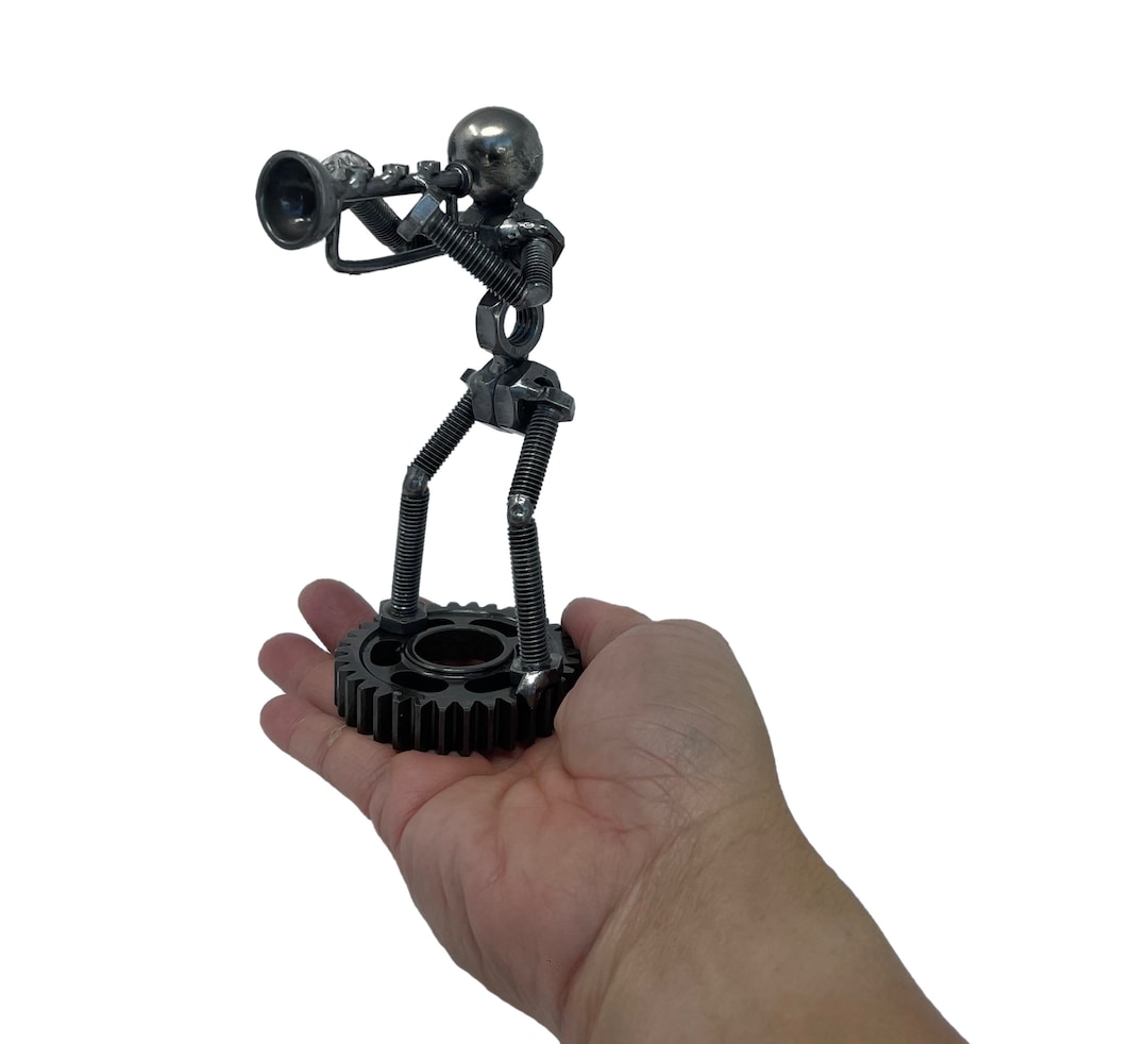 Trumpet Player Metal Sculpture. 6 Inches Tall. 100% Handmade. Made Out ...