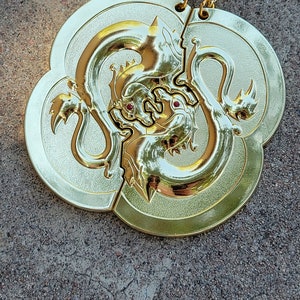 Double Dragon Gold Medallion Cosplay Prop Metal Necklace - Etsy