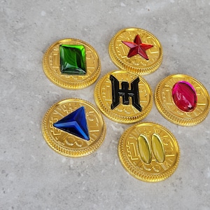 Six Zeo Crystal Ranger Coin Set of 6 Gold for Bandai Power Legacy ...