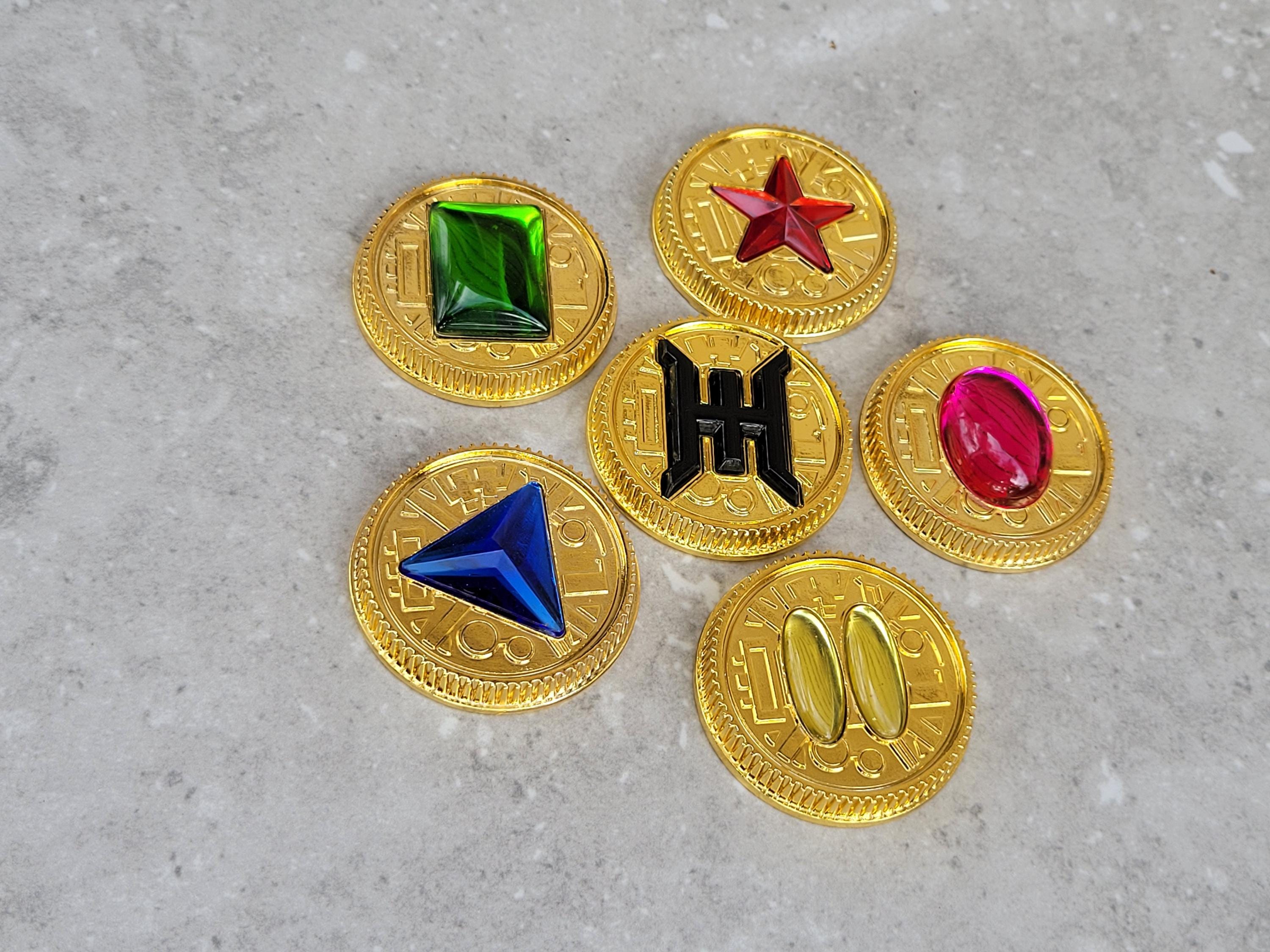Six Zeo Crystal Ranger Coin Set of 6 Gold for Bandai Power Legacy ...