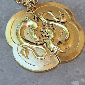 Double Dragon Gold Medallion Cosplay Prop Metal Necklace - Etsy