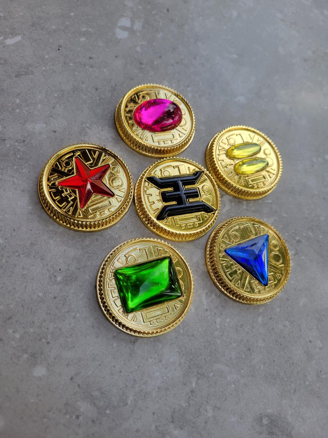 Six Zeo Crystal Ranger Coin Set of 6 Gold for Bandai Power Legacy ...